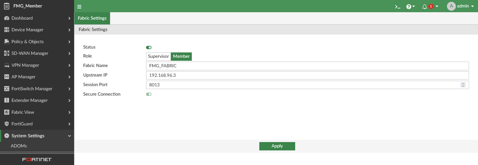 Configuring a member | FortiManager 7.6.0 | Fortinet Document Library